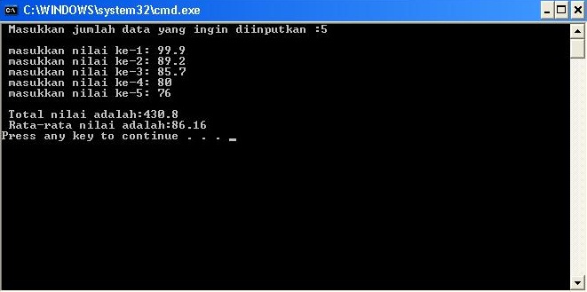 Mencari Nilai Rata-Rata Dari Suatu Bilangan Array | Alen Pia Domai Toraja