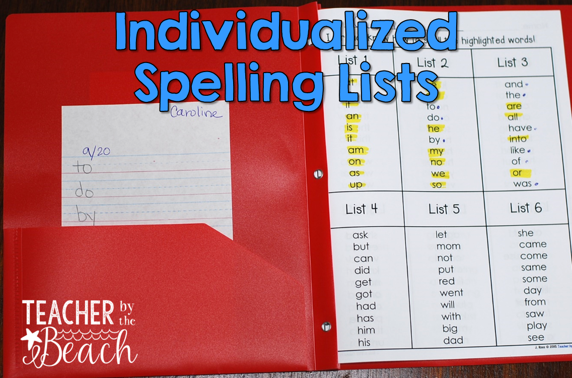 Individualized Spelling Lists Teacher By The Beach individualized-spelling-lists-teacher-by-the-beach