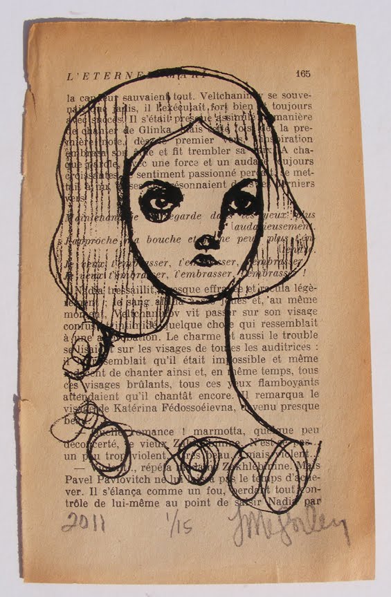 Mari A Drawing Screenprinted Onto Vintage Book Pages mari-a-drawing-screenprinted-onto-vintage-book-pages