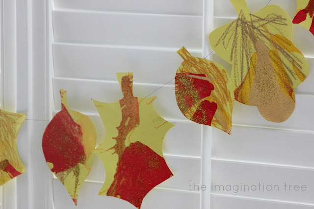 Autumn Leaf Spin Art Garland - The Imagination Tree