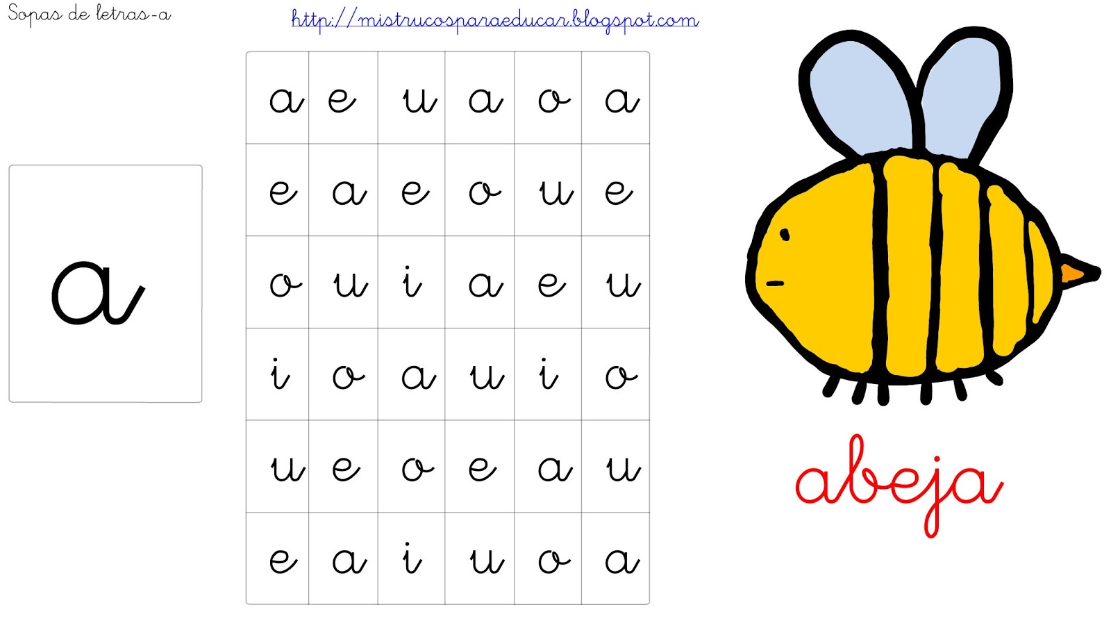 Mis trucos (y tus trucos) para educar: Sopas de letras: vocales 2.0