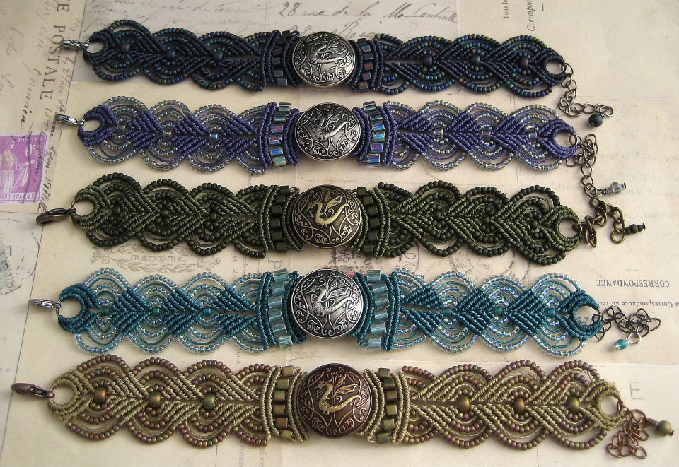 Knot Just Macrame by Sherri Stokey: Colorful Dragon Bracelets in Micro Macrame