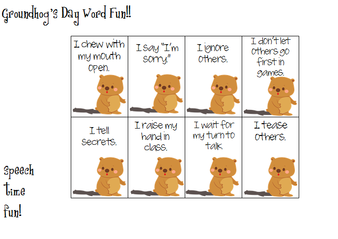 Groundhog's Day Word Fun! - Speech Time Fun: Speech and Language Activities