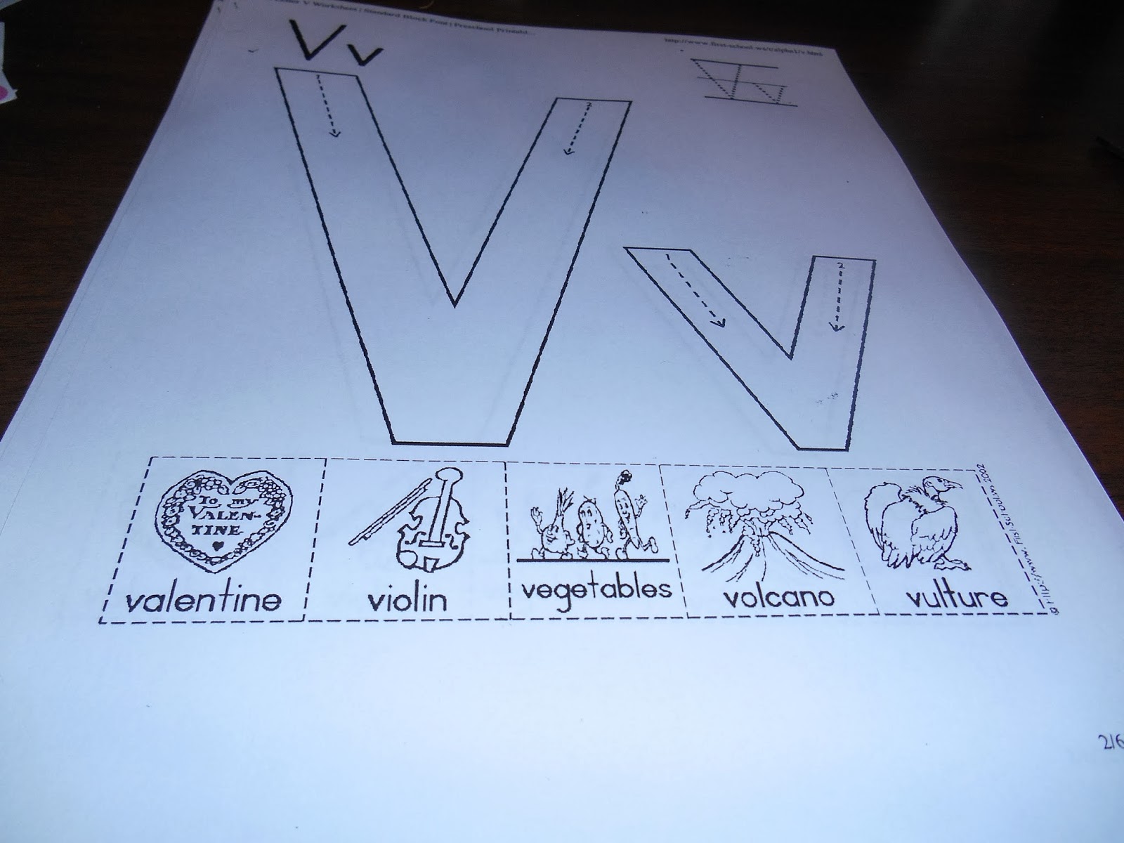 Preschool: "Letter "V" Valentines