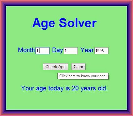Free Programming Source Codes and Computer Programming Tutorials: Age Solver in PHP