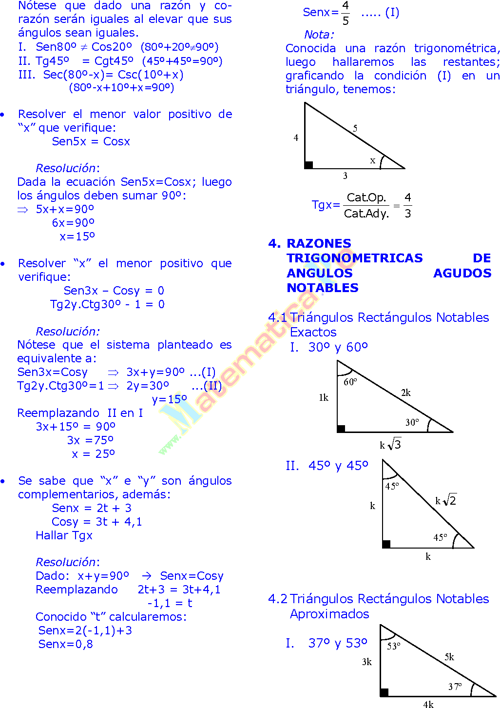 LAS RAZONES TRIGONOMÉTRICAS EN TRIÁNGULOS RECTÁNGULOS EJERCICIOS RESUELTOS DE TRIGONOMETRÍA ...