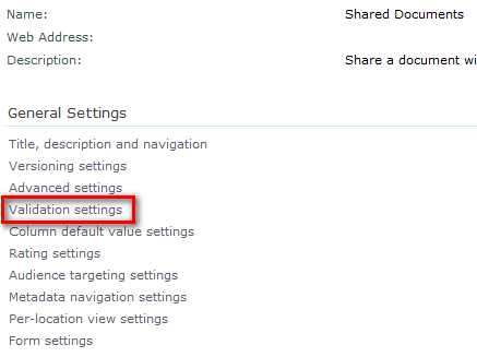 Programmatically updating Validation Settings for list/library