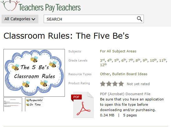 The "IT" Teacher Blog: Classroom Rules: The Five Be's