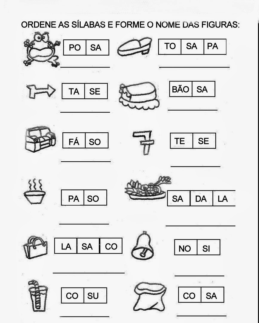 Ordene As Sílabas E Escreva As Palavras - EDUCA Ordene As Sílabas E Escreva As Palavras - EDUCA