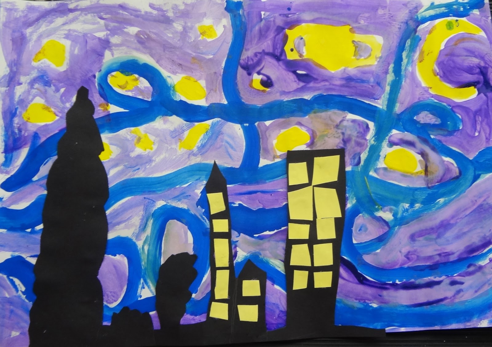 The Talking Walls: Van Gogh's "Starry Night"....2nd grader style!