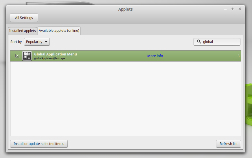 Global Menu Applet For Cinnamon Desktop: `Global Application Menu` ~ Web Upd8: Ubuntu / Linux blog