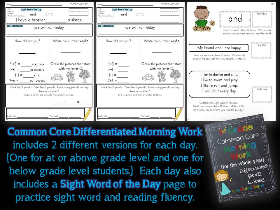 Common Core Morning Work for the ENTIRE year!! - Fun in First