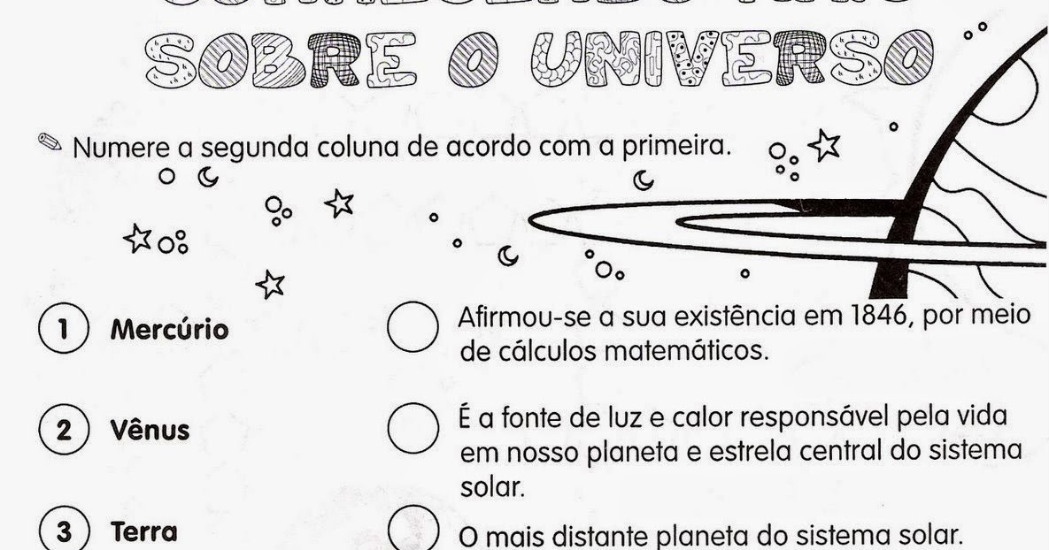 Sistema Solar Atividades 5 Ano - BINKEDU