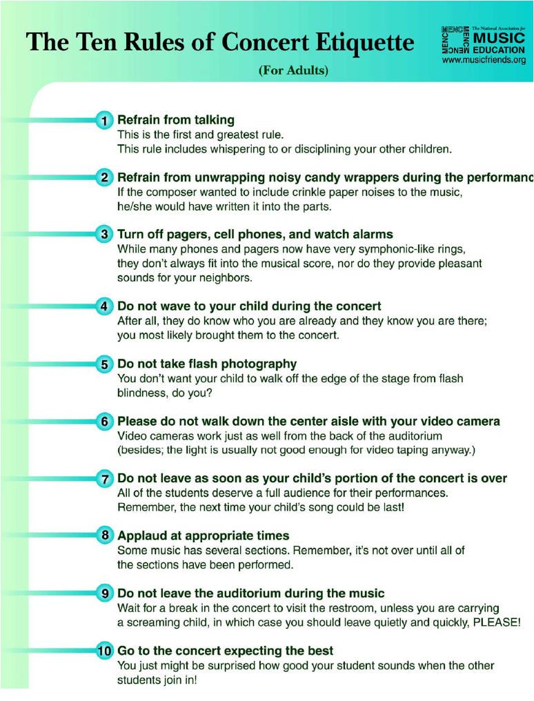Concert Etiquette for Performers | Exclusive Music