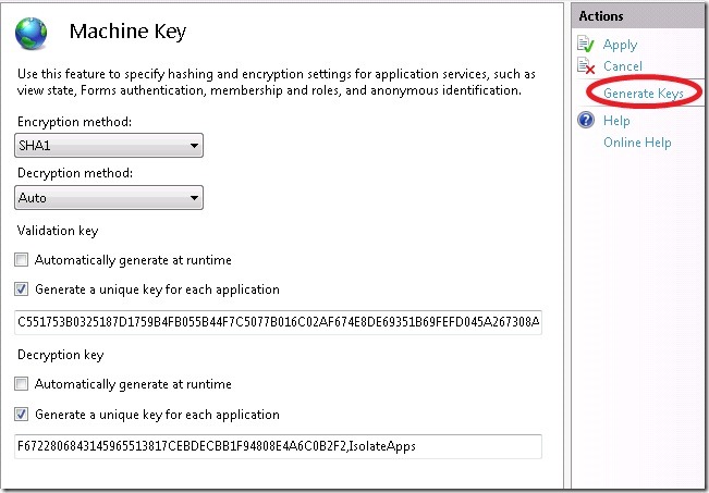 DOTNETVISHAL: Generate Machine Keys from IIS Manager