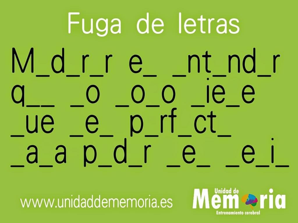 Unidad de Memoria Entrenamiento Cerebral: Fuga de letras 2-3-2015