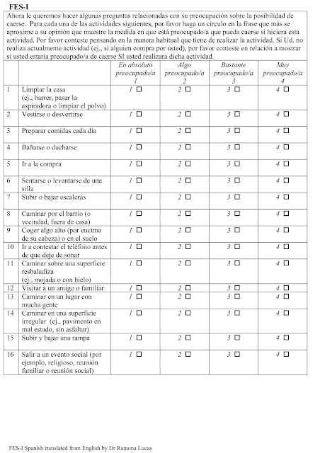 Víctor Ortega FISIOTERAPEUTA: FES ESCALA DE VALORACIÓN DEL RIESGO DE CAIDAS