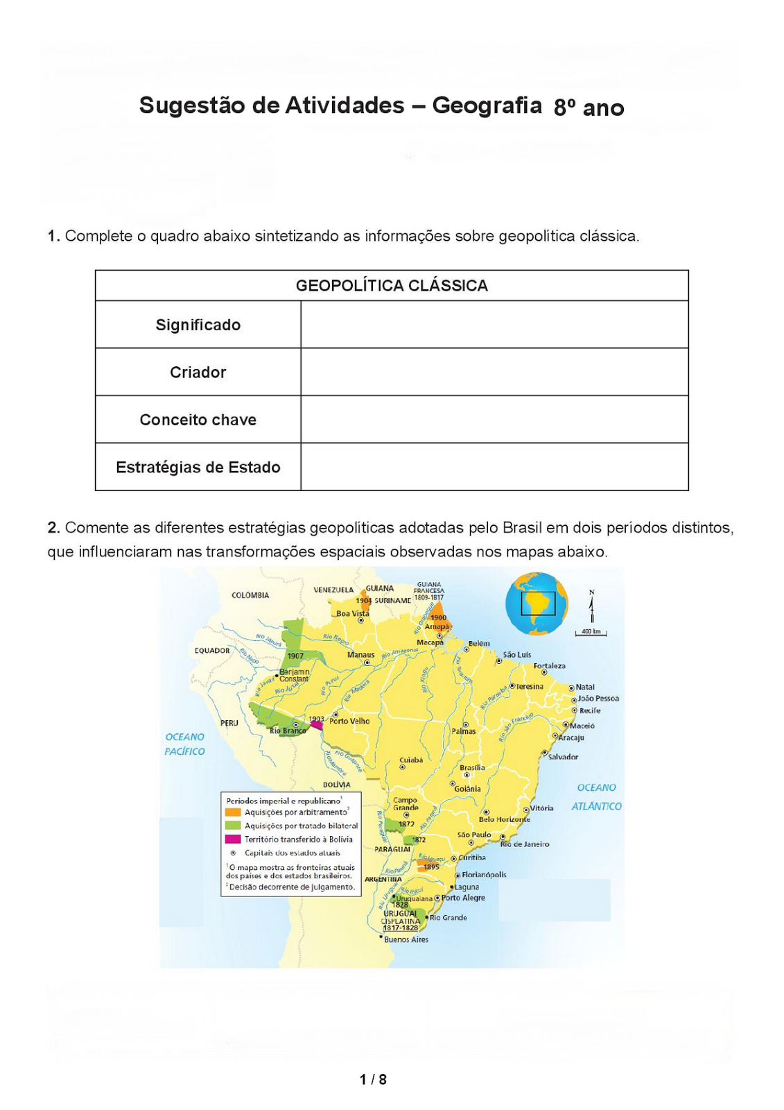 Atividades 8 Ano Geografia - REVOEDUCA