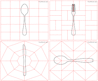 Four grid: Free printable Spoon grid line drawing worksheet/activity ...