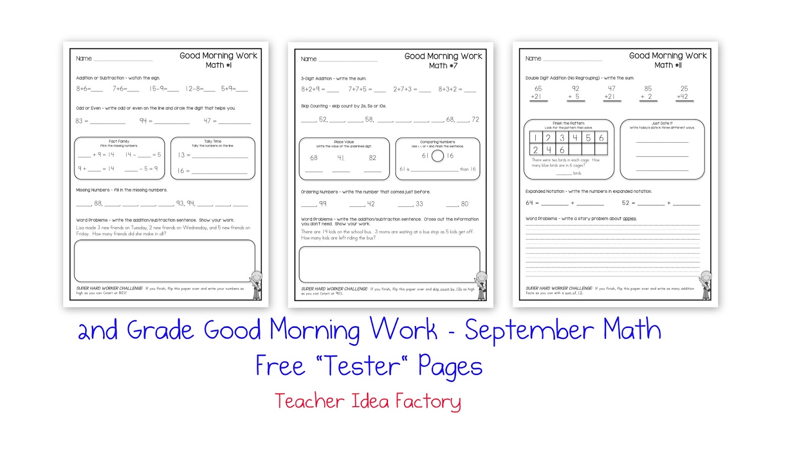 2ND GRADE MORNING WORK FOR SEPTEMBER + FREEBIE - Teacher Idea Factory