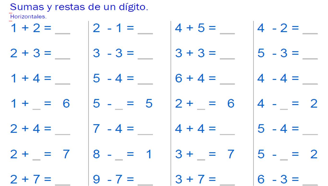 SALTEMOS CON LOS NÚMEROS (:: Sumas y Restas de un dígito.!