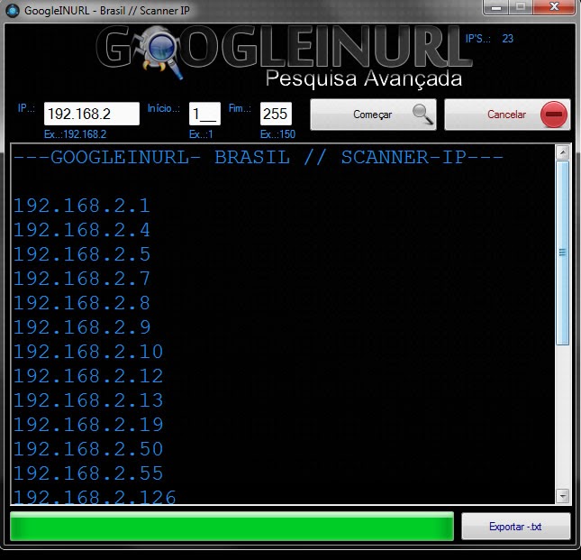 Scanner de ip simples para fins de estudo | Google INURL - Brasil