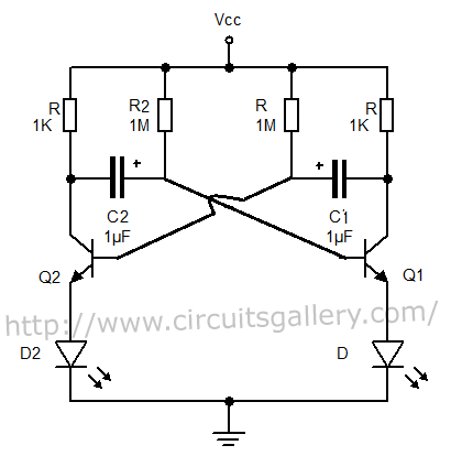 Astable Multivibrator using transistors - Transistorised Circuit wave form and operation ...