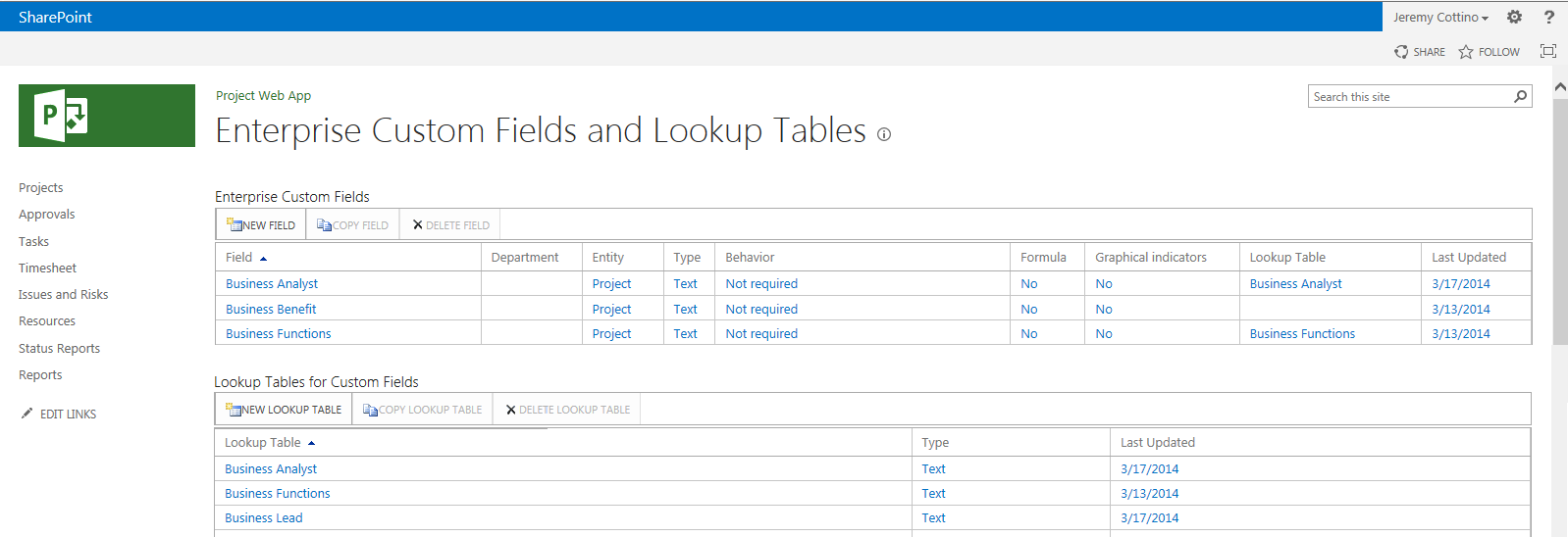 Create an Enterprise Project Type with Project Server 2013