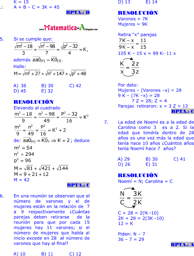 RAZONES Y PROPORCIONES EJERCICIOS DESARROLLADOS IMPRIMIR GRATIS ...