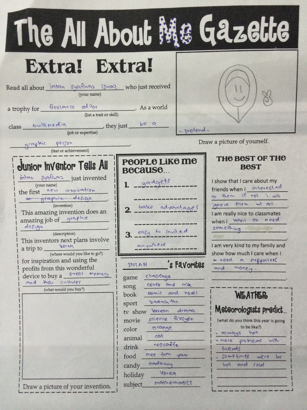 PROFESSIONAL SKILL: THE ALL ABOUT ME GAZETTE