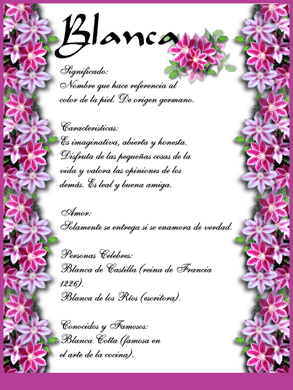 bitacorablanca: EL SIGNIFICADO DE MI NOMBRE bitacorablanca: EL SIGNIFICADO DE MI NOMBRE