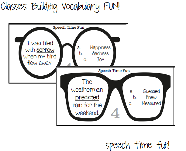 Glasses Building Vocabulary FUN! - Speech Time Fun: Speech and Language ...