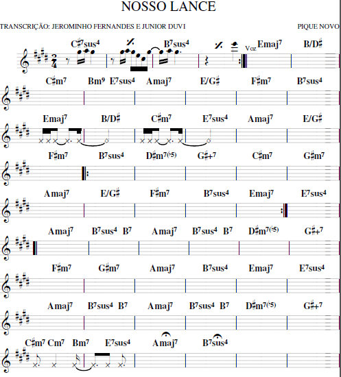 Meu Cavaquinho Partituras: Partitura - Nosso Lance - Pique Novo