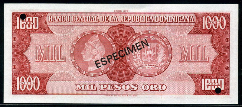 Dominican Currency 1000 Pesos Oro Banknote 1975 Issue World dominican-currency-1000-pesos-oro-banknote-1975-issue-world