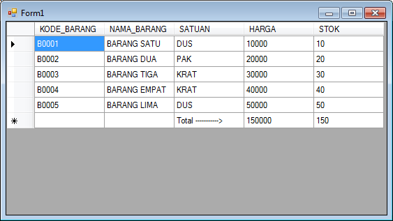 menampilkan jumlah total di dalam datagridview - Blog Tutorial VB.Net