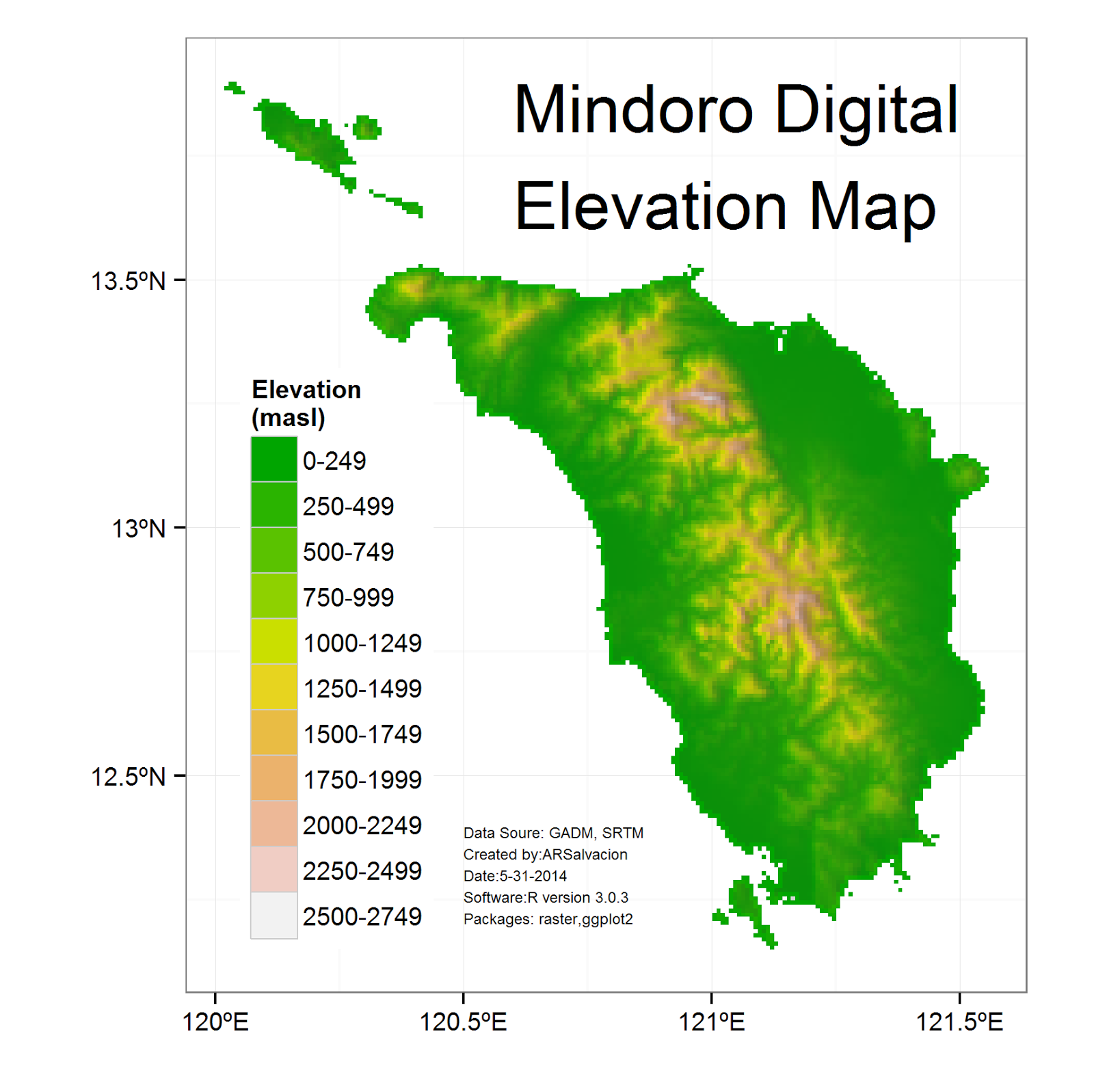 Mindoro Digital Elevation Map Updated | R-bloggers Mindoro Digital Elevation Map Updated | R-bloggers