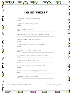 Ms. Lane's SLP Materials: Expressive Language: Asking "Where" Questions