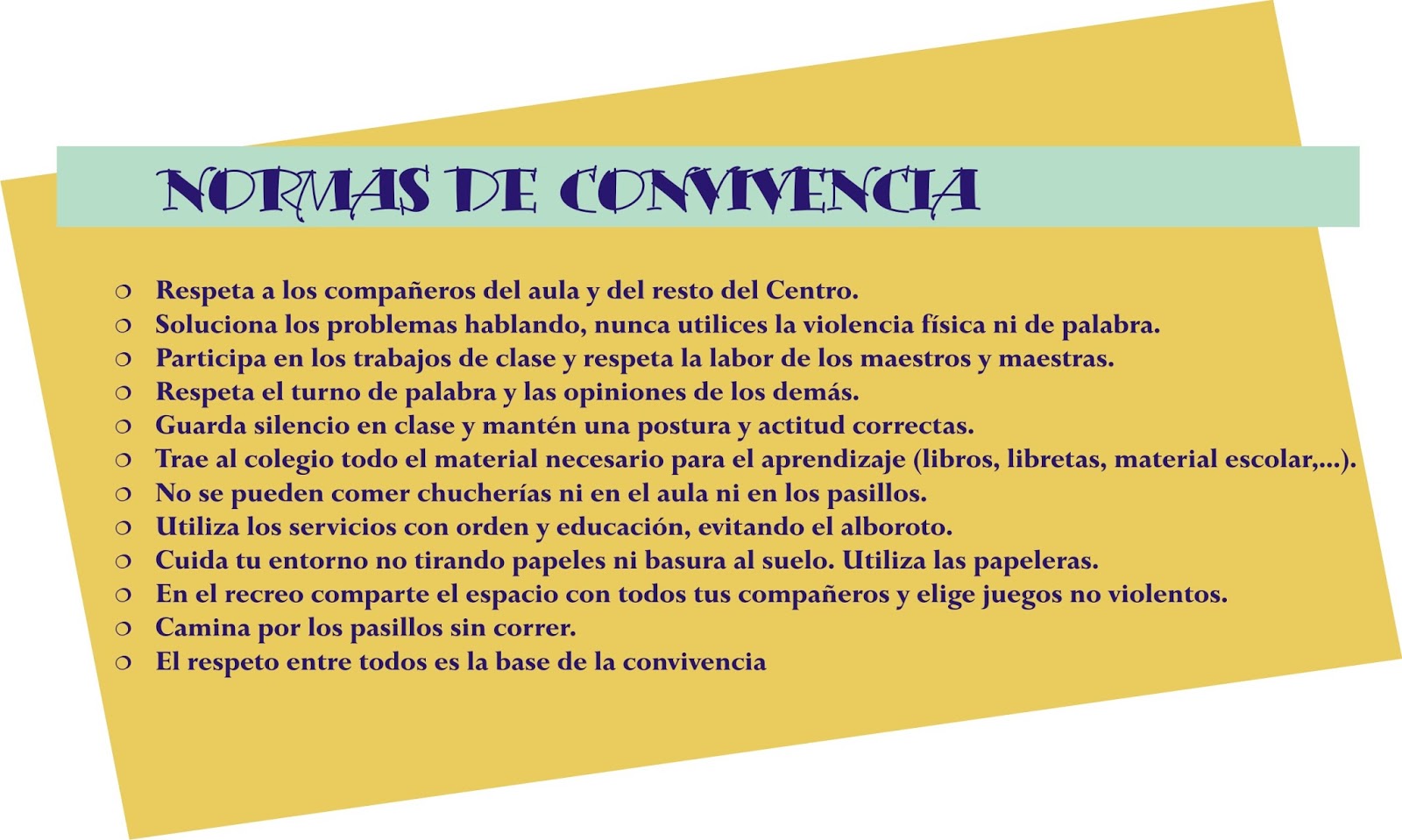 Normas de convivencia en el aula - Imagui