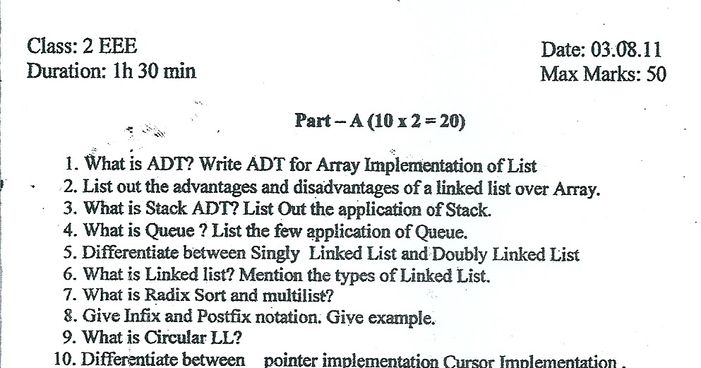Data Structure and Algorithm - Unit 1 Question Paper ~ Vidyarthiplus ... Data Structure and Algorithm - Unit 1 Question Paper ~ Vidyarthiplus ...