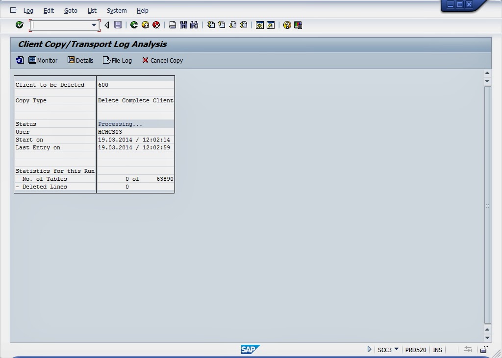 2. Monitor the process from tcode SCC3