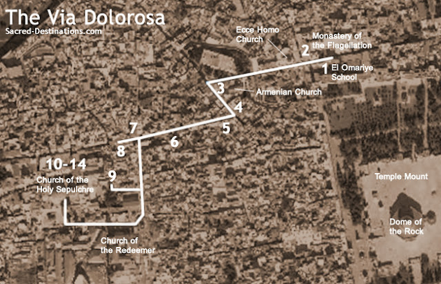 Suitcase and World: Via Dolorosa and the Church of the Holy Sepulchre.