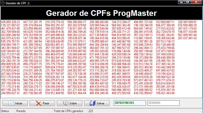 ProgMaster: Gerador de CPFs ProgMaster