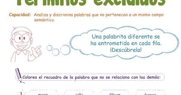 Razonamiento Verbal: Término Excluido para niños 2º Razonamiento Verbal: Término Excluido para niños 2º