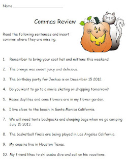 Commas Review and Grammar Review - Second Grade Teaching Blog