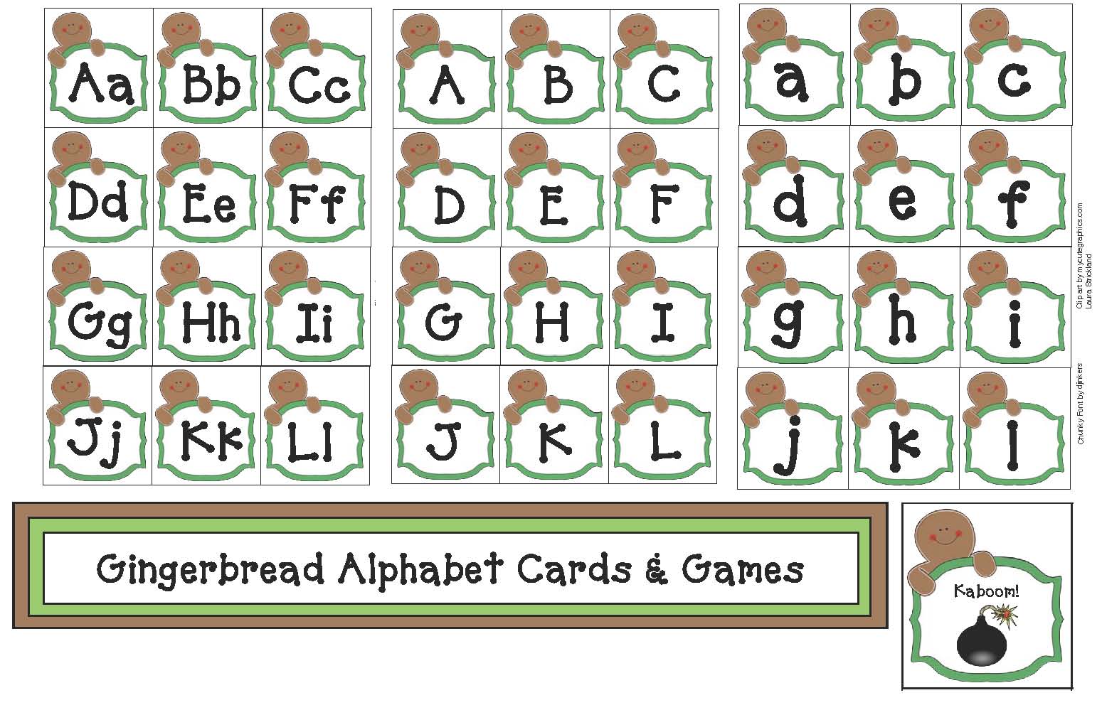 Gingerbread-Themed Alphabet Cards - Classroom Freebies