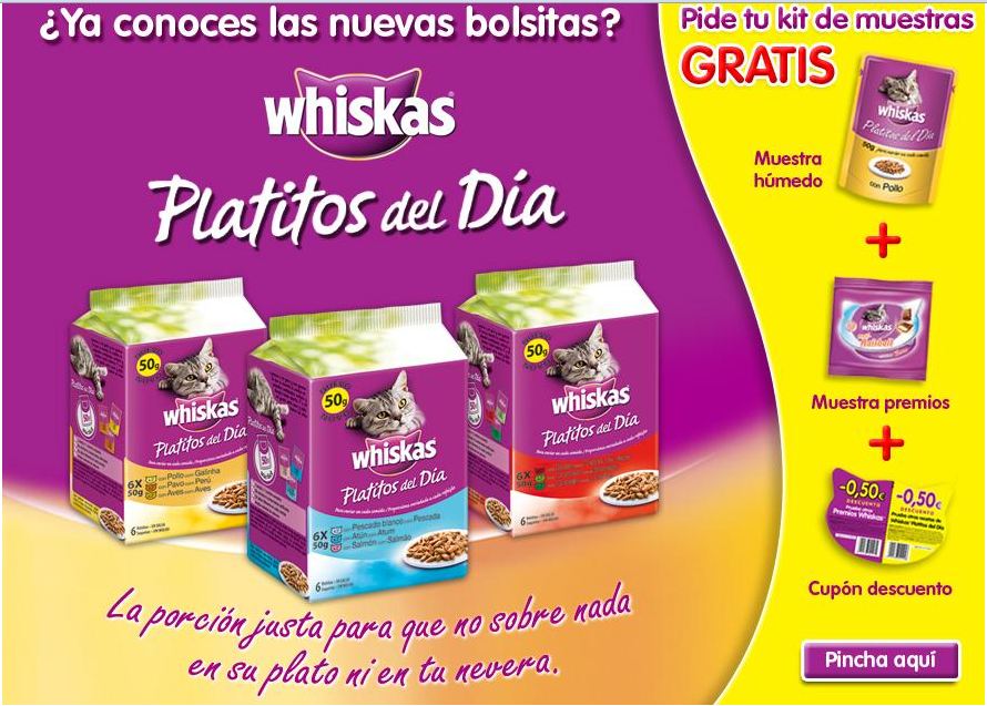 Gratis Whiskas (gatos) - Probar productos en casa