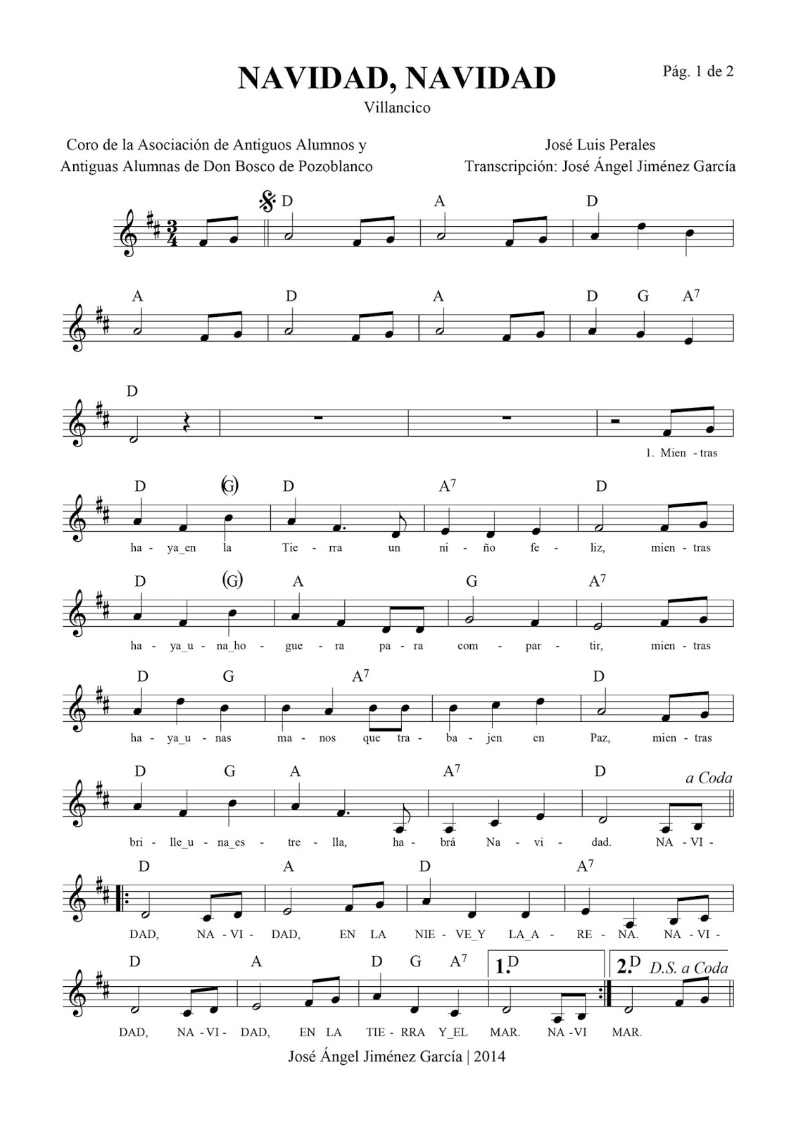 Navidad, de José Luis Perales | Coro de la Asociación de Antiguos ...