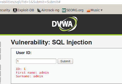 SQL Injection Cheat Sheet for Damn Web Vulnerable Application