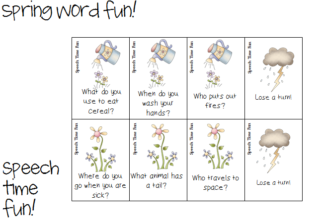 Spring Word Fun! - Speech Time Fun: Speech and Language Activities